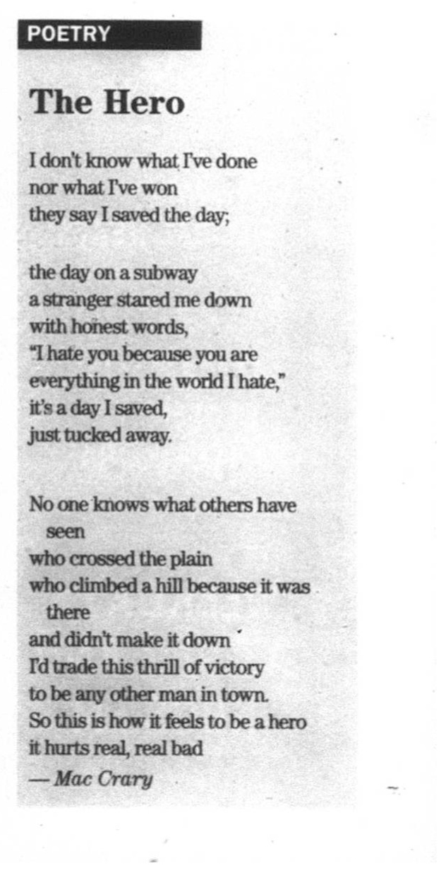 Poetry: The Hero | January 04, 2012 | Real Change